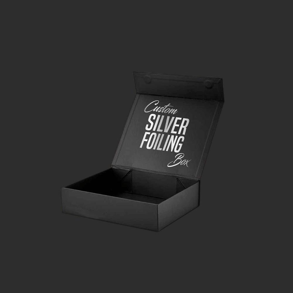 Custom Silver Foiled Rigid Boxes - Packaging Kite - Free Shipping - Bulk Quantity